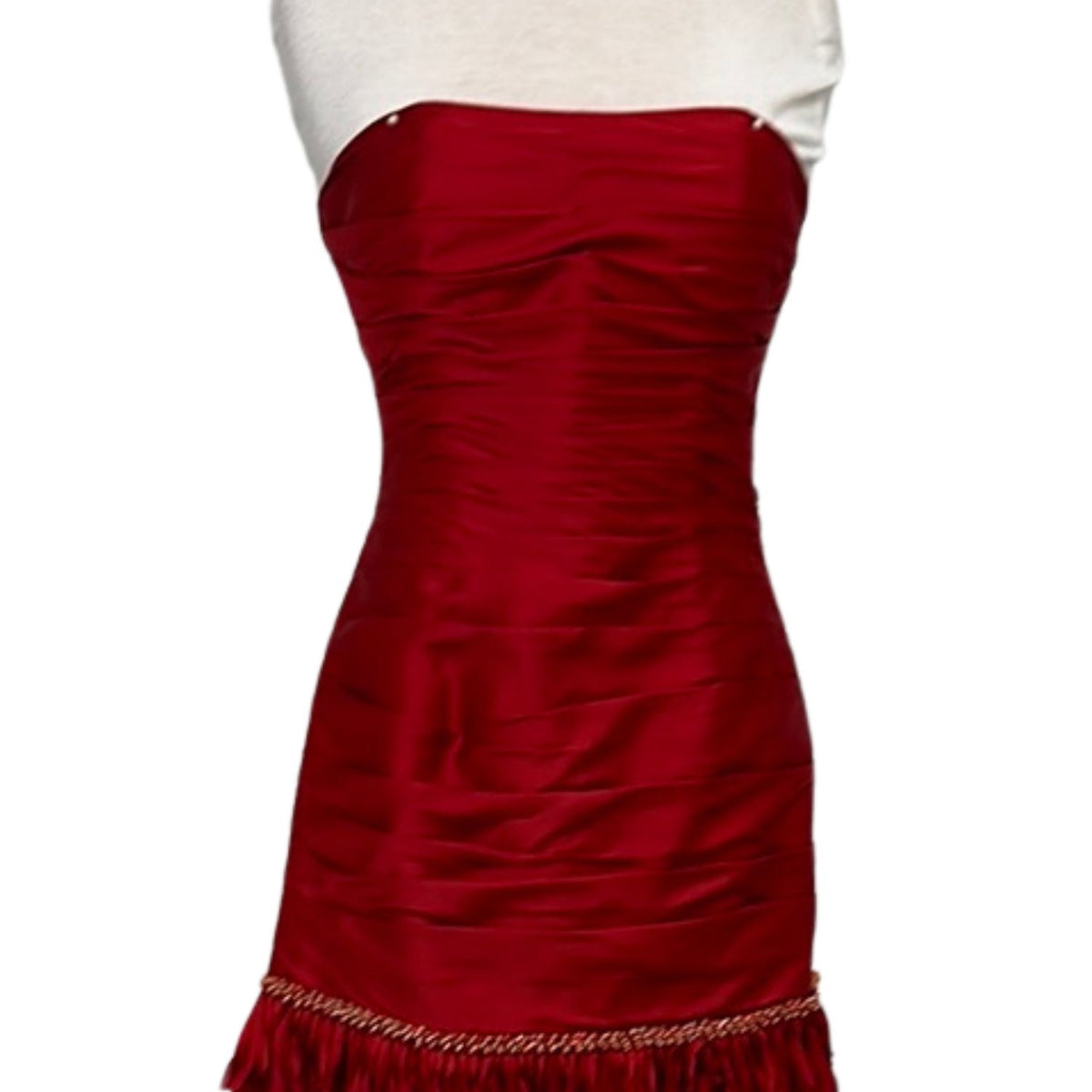 Robe Courte en Satin Rouge à Franges – Boutique JAGA